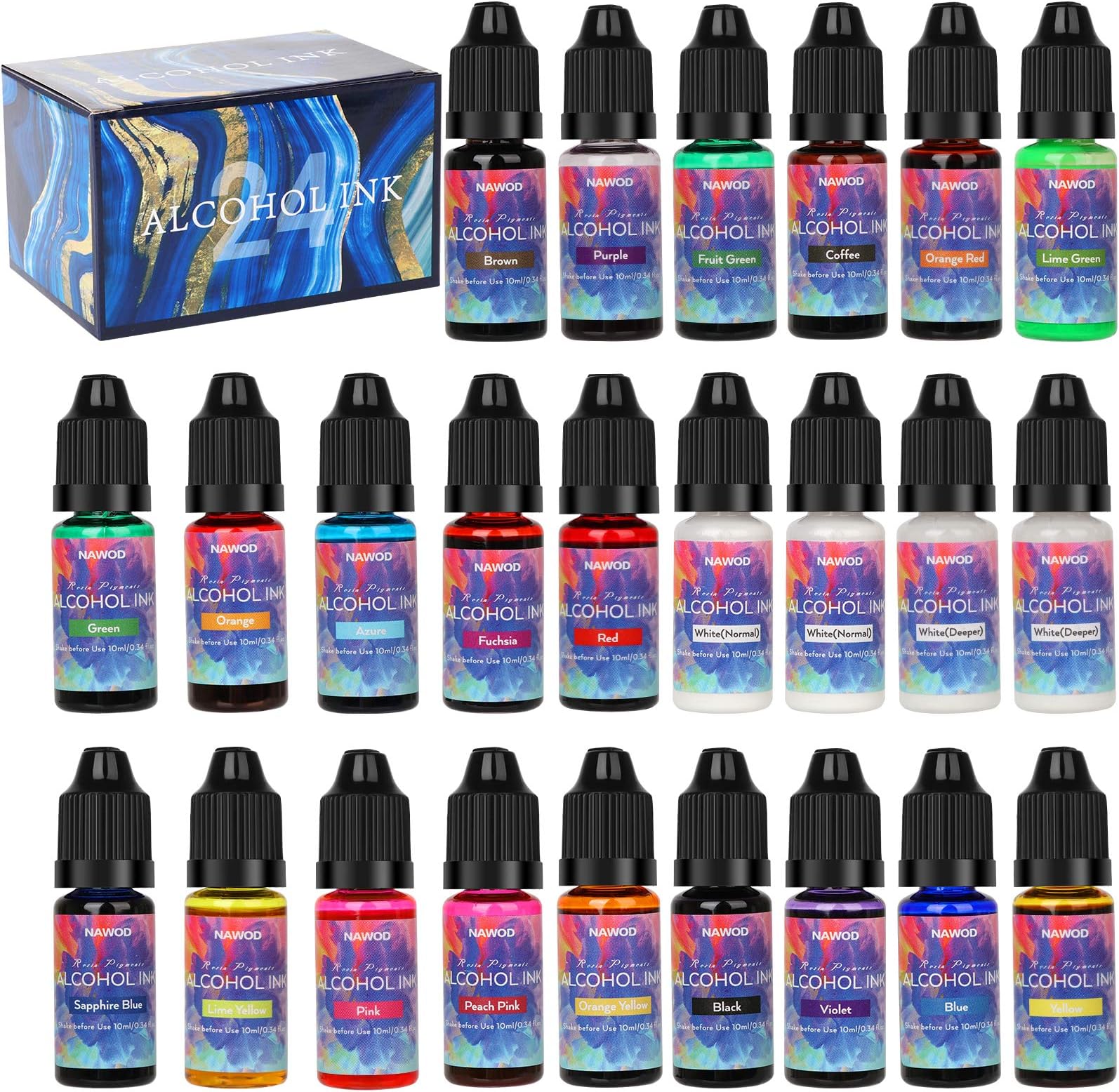 Amazon.com : Alcohol Ink Set Resin Dye - 24 Vibrant Colors High ...