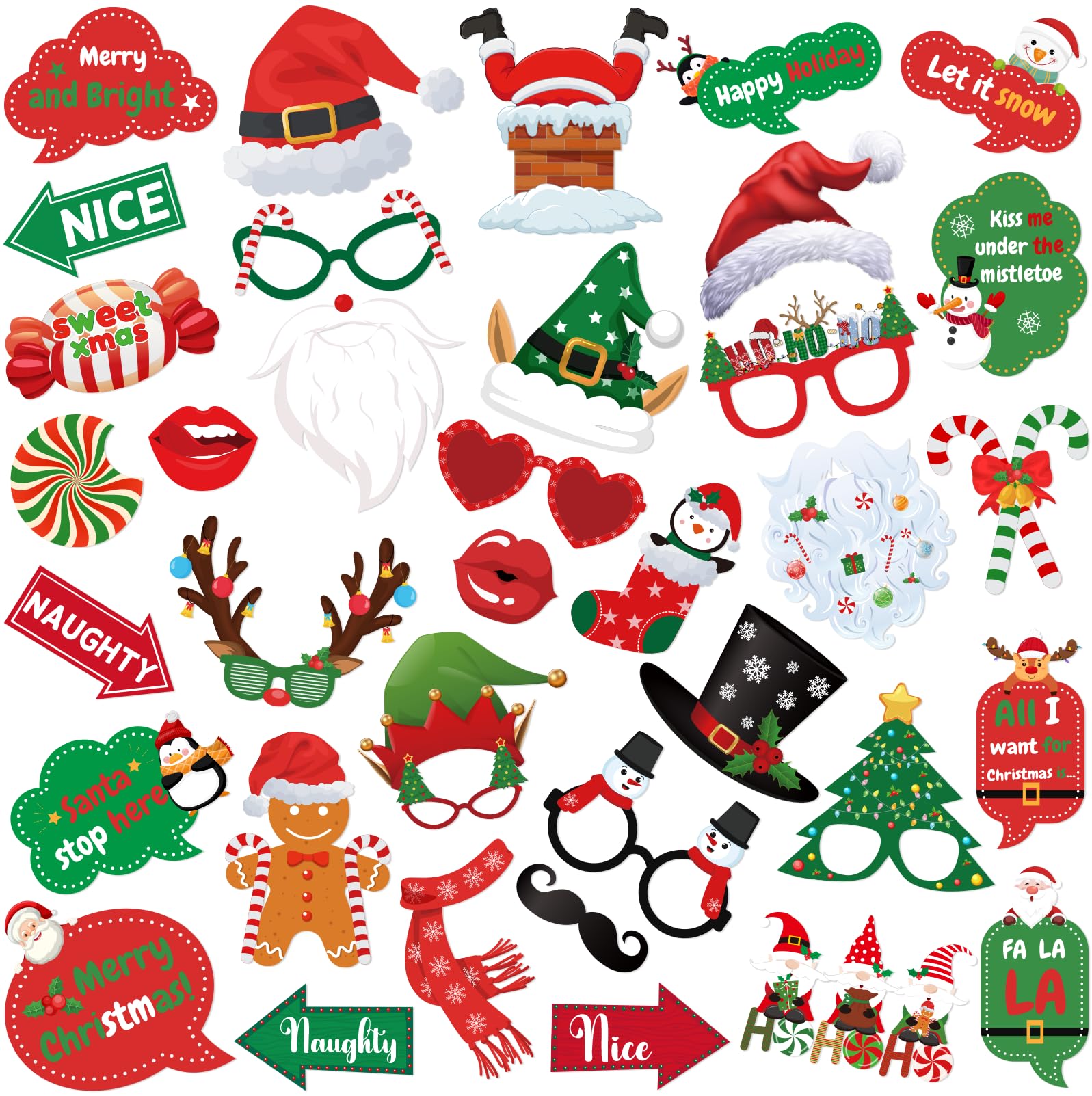 Amazon.com: Christmas Photo Booth Props - 37Pcs Christmas Party ...