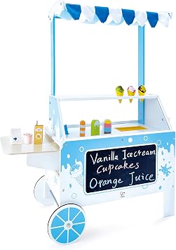 Amazon.com: Hape Ice Cream Emporium | Wooden Play Kitchen Toy with ...