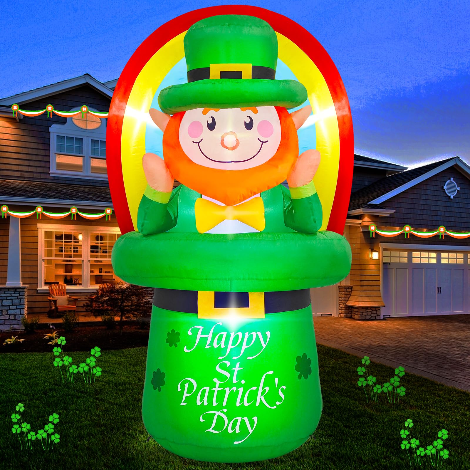 Amazon.com: Danxilu 6ft St Patricks Day Inflatables Leprechaun with ...
