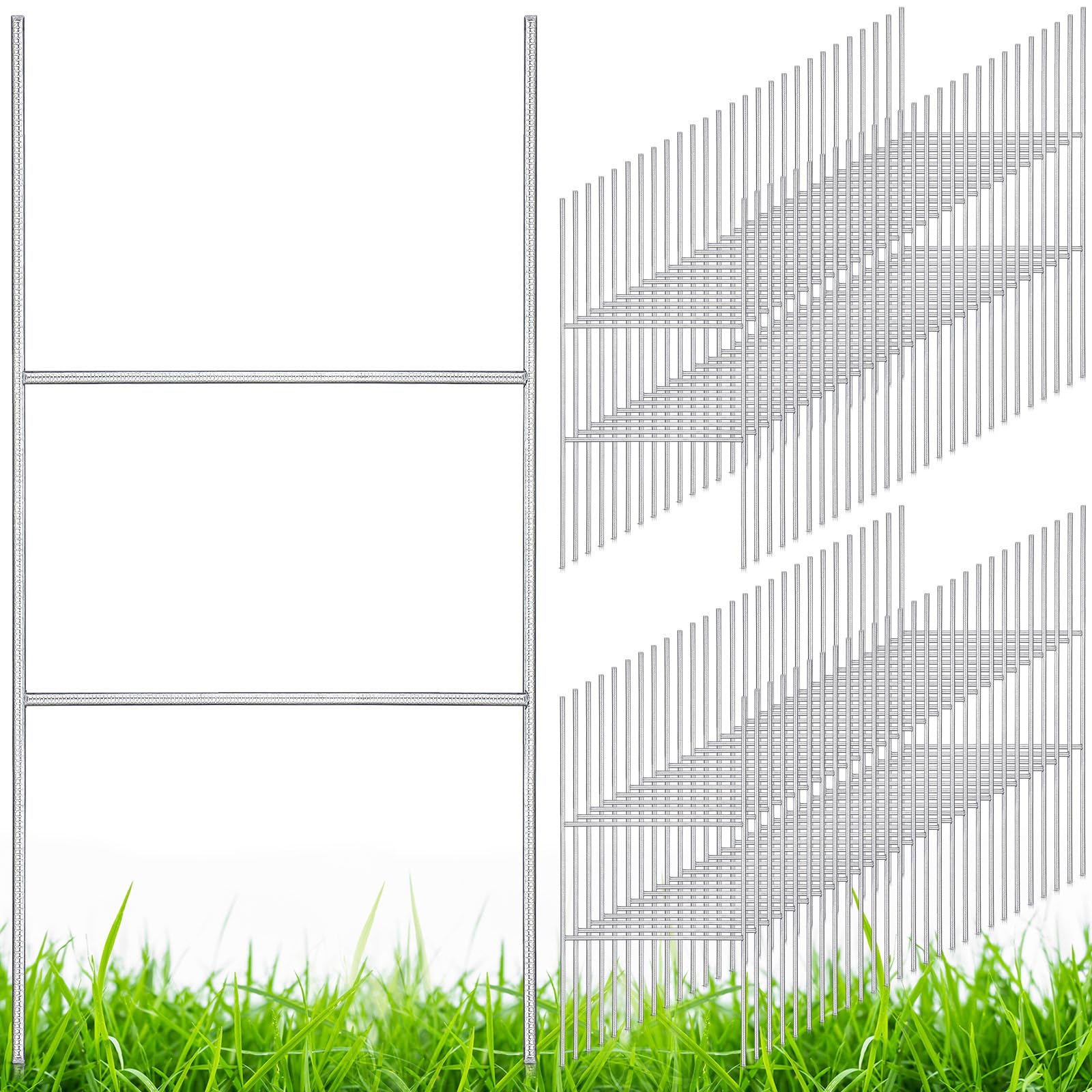 Amazon.com: Therwen 60 Pcs Yard Sign Stakes 20'' x 10'' Metal H Stakes ...