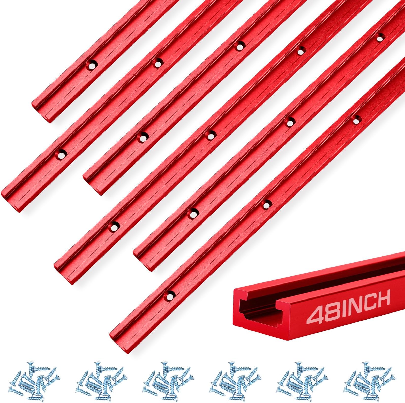 Zonon 6 Pcs T Track for Woodworking with Wood Screws Double Cut Profile ...