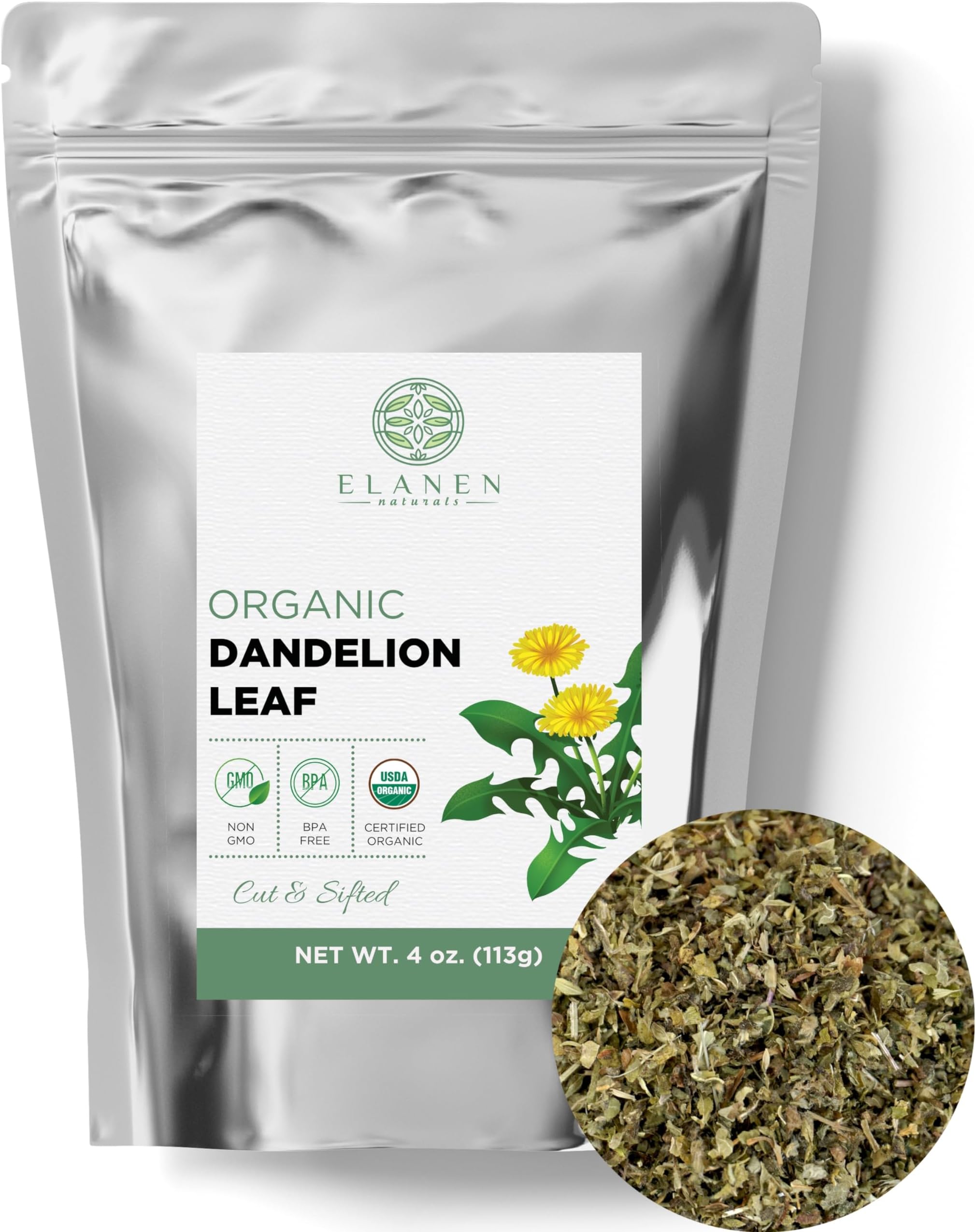 Amazon.com: Elanen Naturals Organic Dandelion Leaf 4 oz. (113g), USDA ...