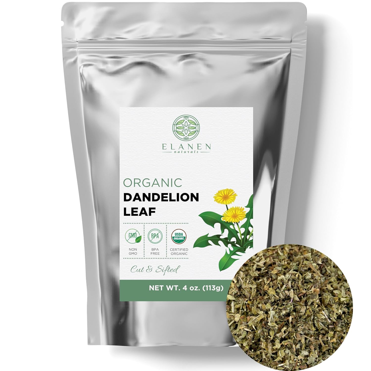 Amazon.com: Elanen Naturals Organic Dandelion Leaf 4 oz. (113g), USDA ...