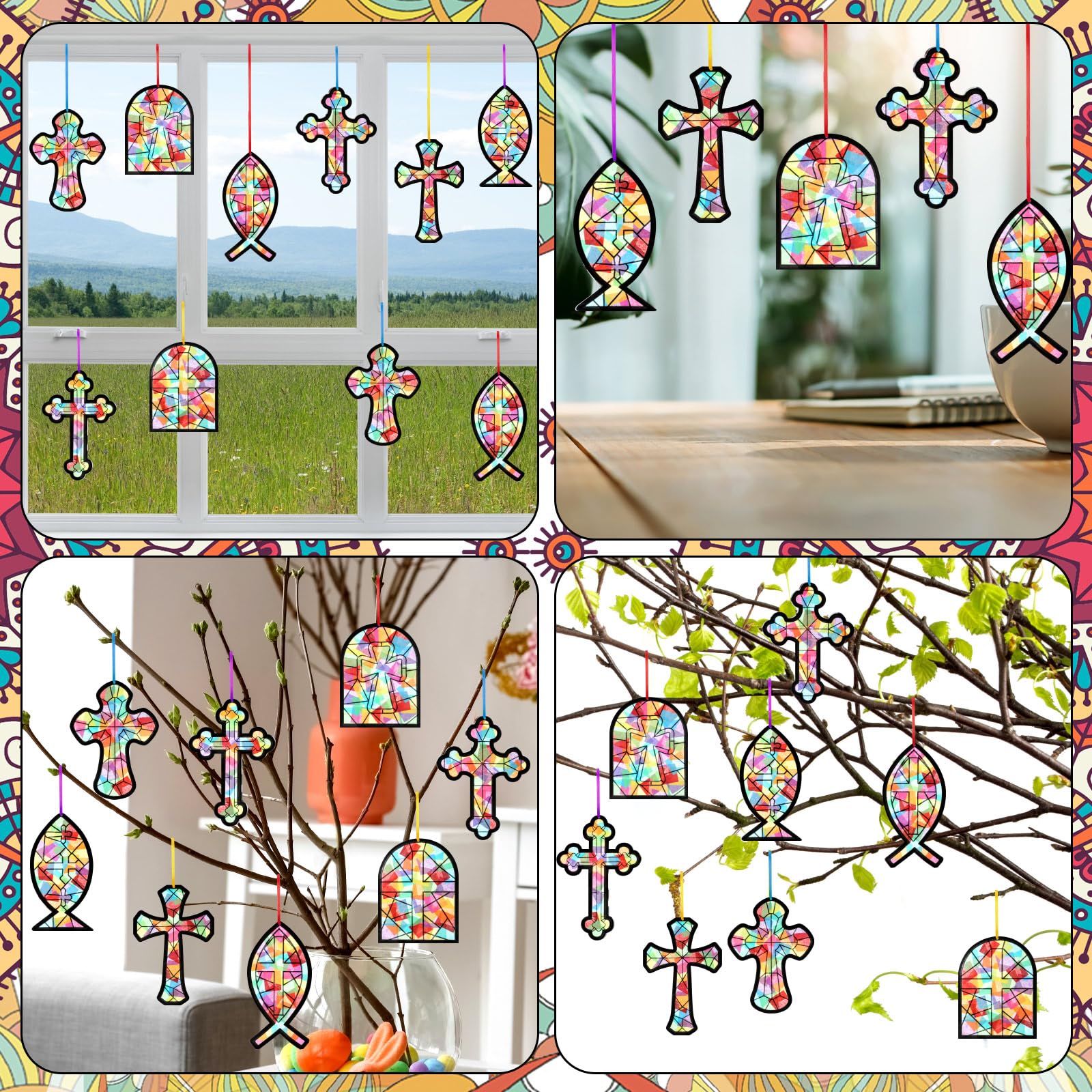 Snapklik.com : 32 Pcs Easter Cross Suncatchers Craft Kit, Christian ...