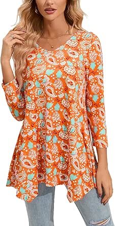 ENMAIN Tunic Tops for Women Loose Fit Dressy Plus Size Tops to Wear ...