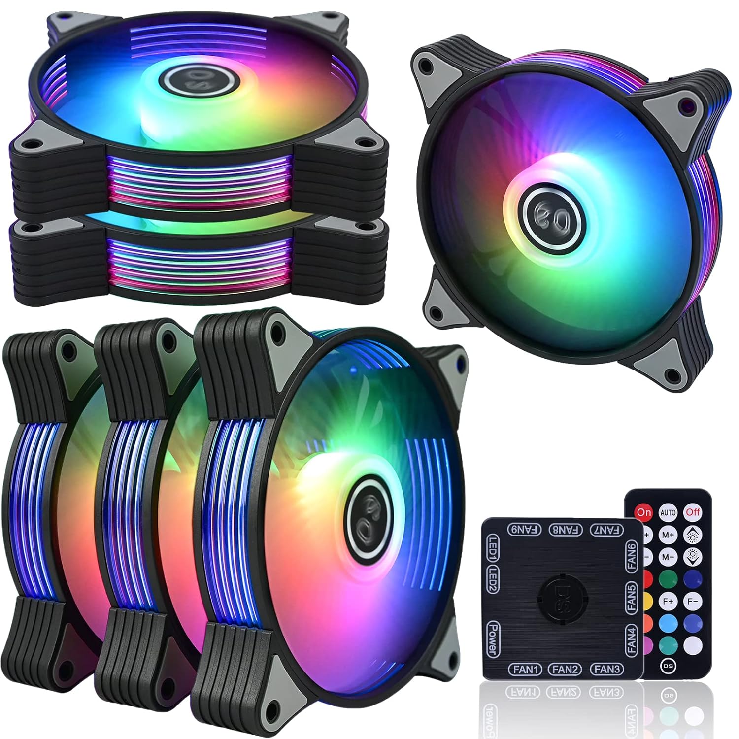 Onewatt DS Axis Rainbow LED Addressable RGB 120mm Case Fan with ...