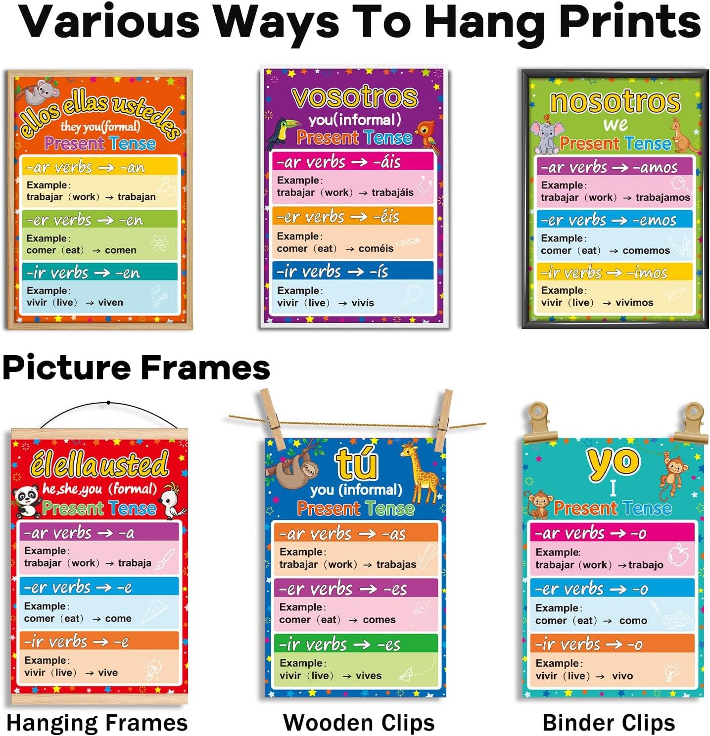 gisgfim 6 pósteres de conjugación de verbos en español, decoración de ...