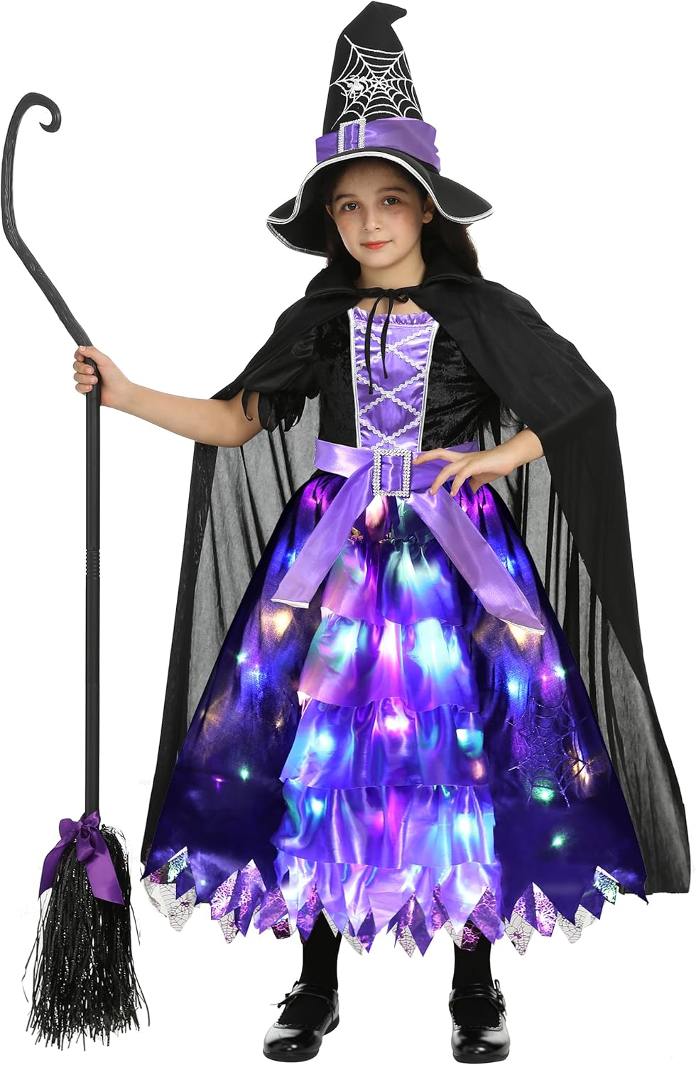 Amazon.com: Doxrmuru Halloween Girls Witch Costume Light up Fairytale ...