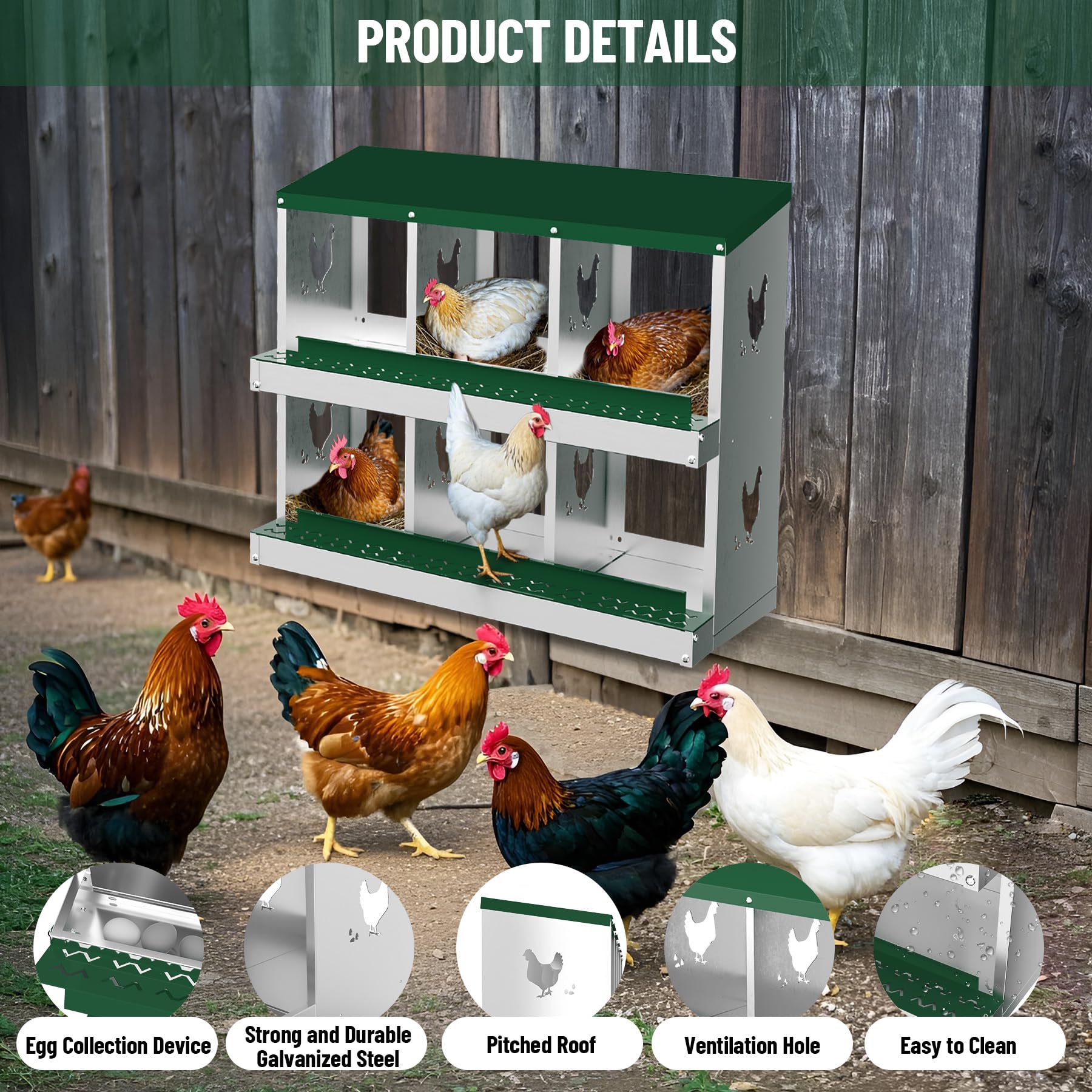 Snapklik.com : Chicken Nesting Box, 6 Holes Nesting Boxes For Chicken ...