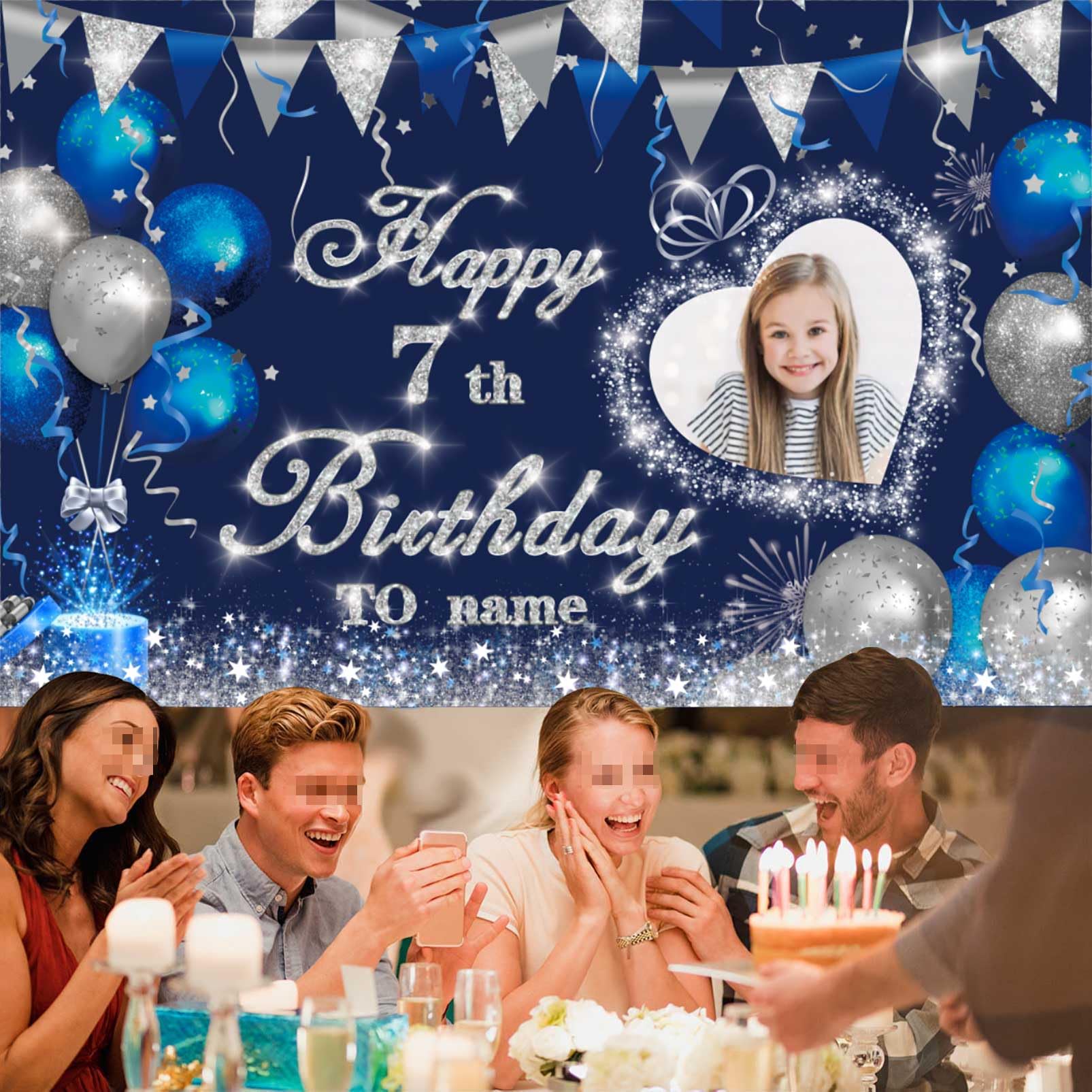 Snapklik.com : Dicodes Custom Navy Blue And Silver Theme 7th Birthday ...