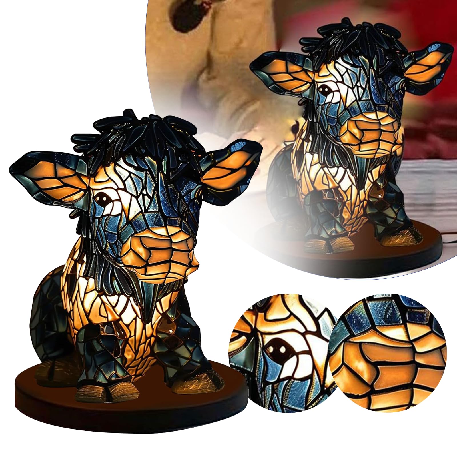 Varuotu Cow Lamp Animal Table Lamp Cute Cow Night Light Living Room ...