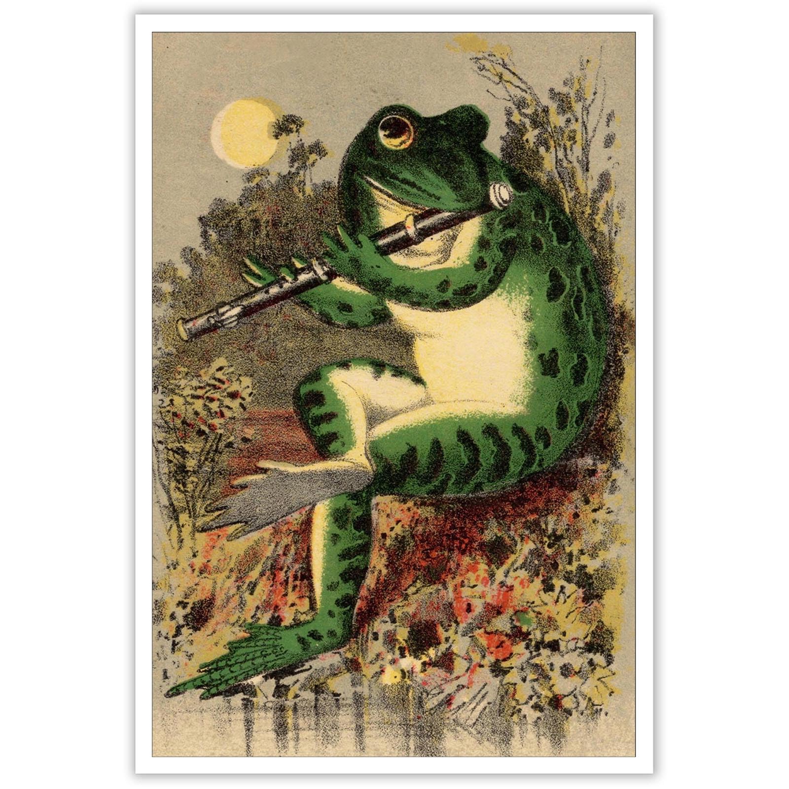 Amazon.com - NVYGSDU Vintage Frog Wall art, Retro Frog Playing Flute ...