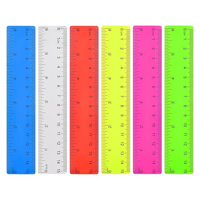 Buy Unjoo Clear Plastic Ruler 6 Inch Straight Ruler, Bulk Assorted ...