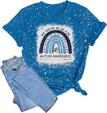 Autism Awareness Shirt Women Autism Support Tops Women Rainbow Mental ...
