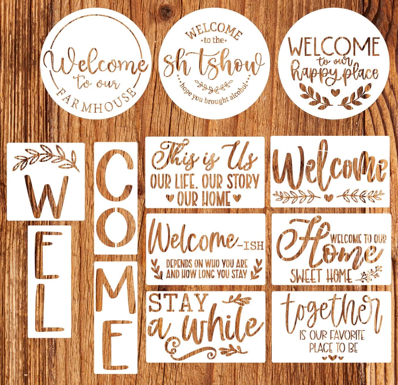 Amazon.com : Welcome Stencils for Painting Round Welcome Stencil for ...