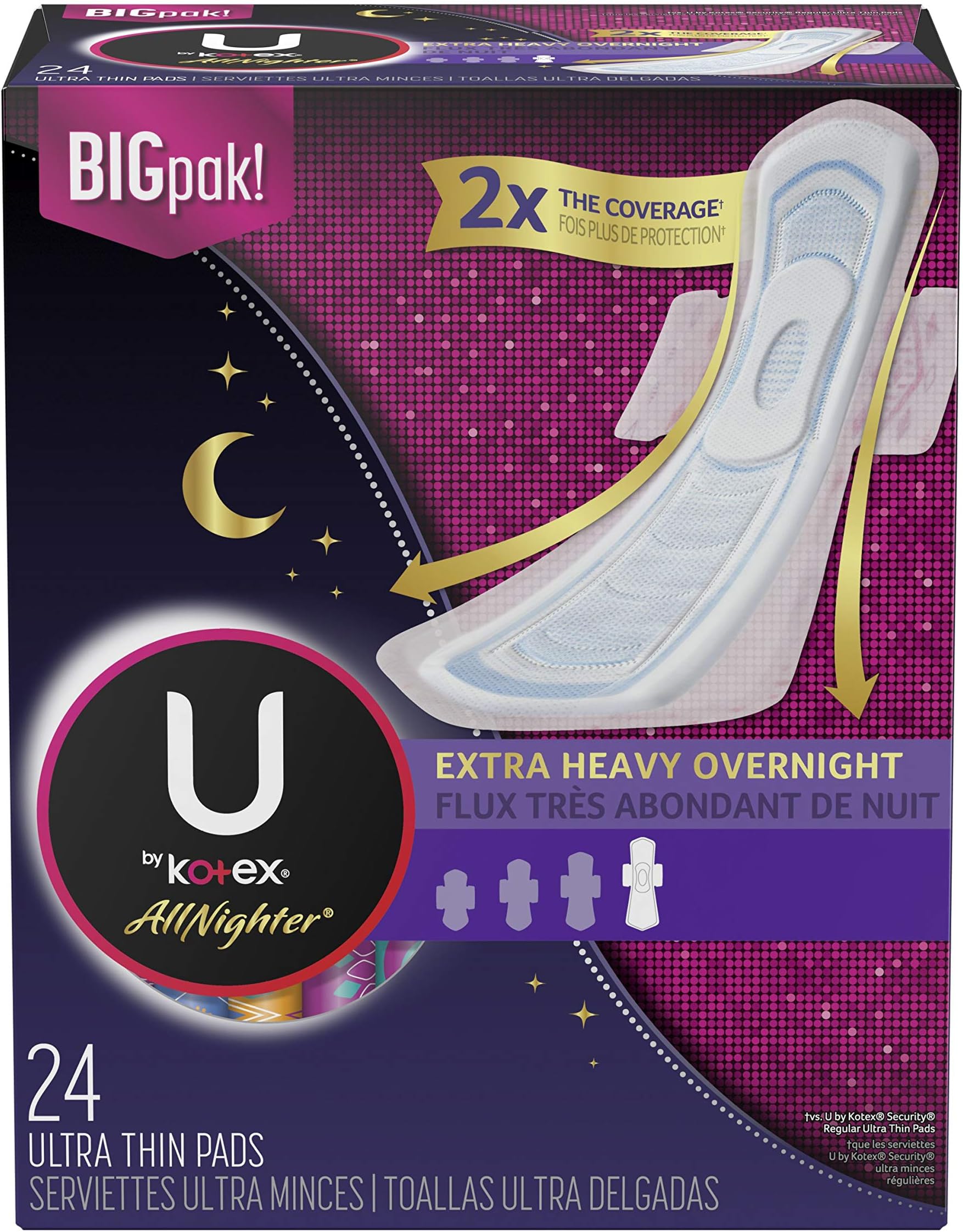 Amazon.com: U By Kotex Allnighter Ultra Thin Overnight Pads with Wings ...