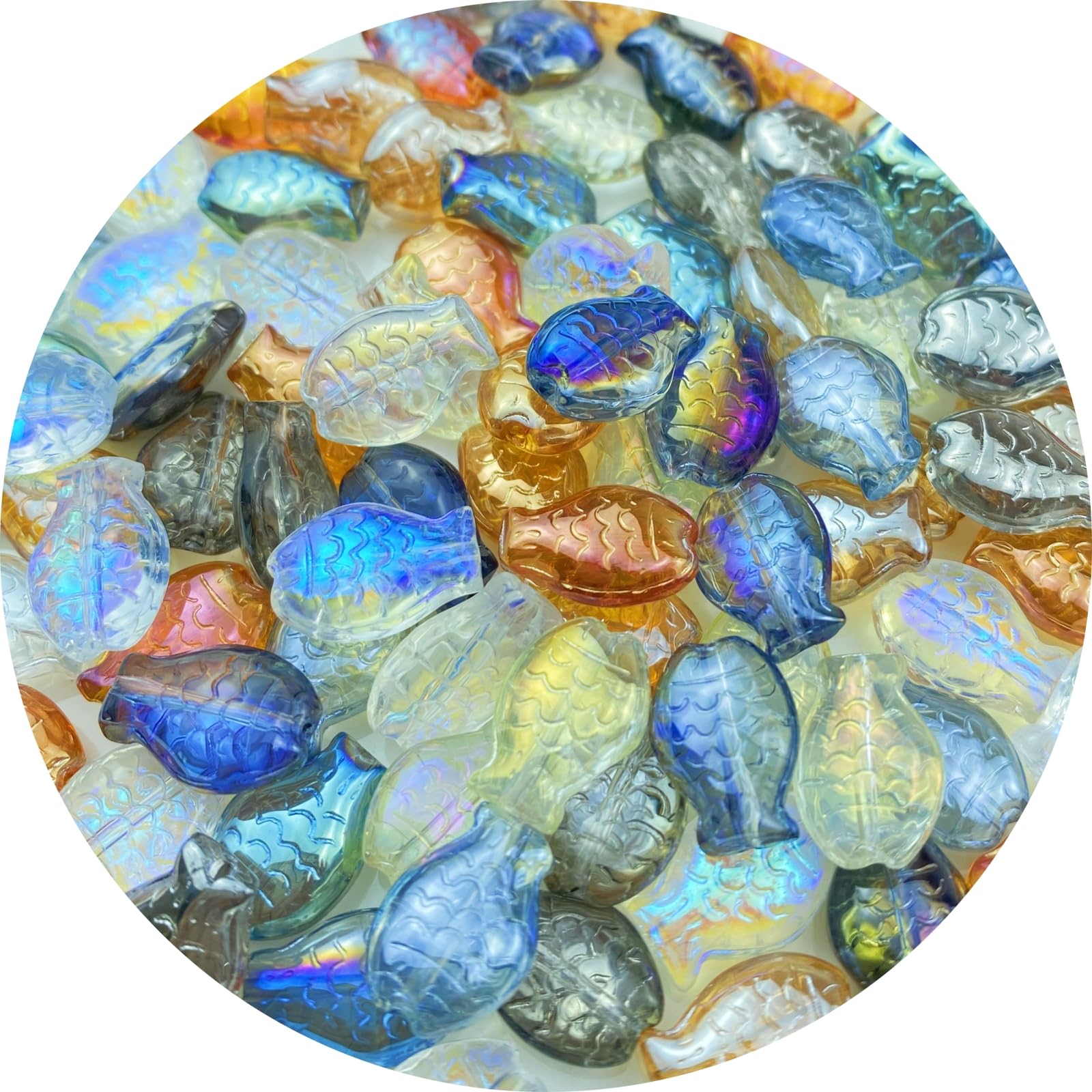 Amazon.com: Honkoolly 90pcs Fish Crystal Glass Beads for Jewelry Making ...
