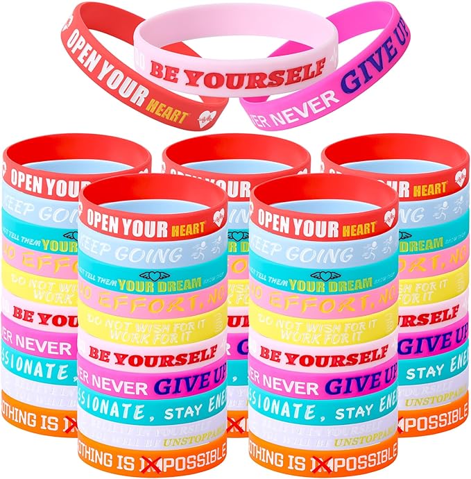 Amazon.com : 50 Pcs Motivational Bracelets Rubber, Intaglio ...