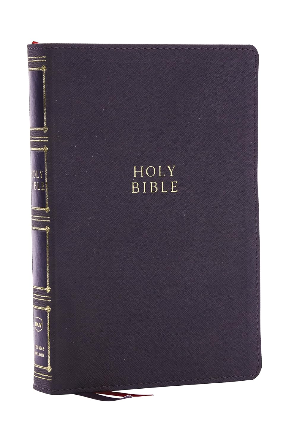 NKJV, Compact Center-Column Reference Bible, Gray Leathersoft, Red ...