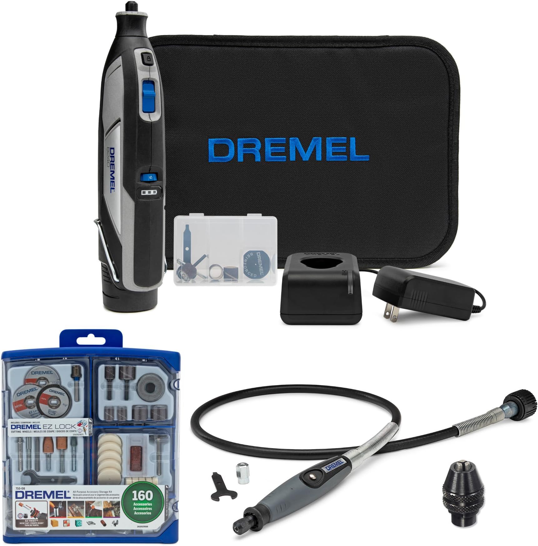 Dremel 8240 12V Lithium-Ion Battery Cordless Rotary Tool with Accessory ...