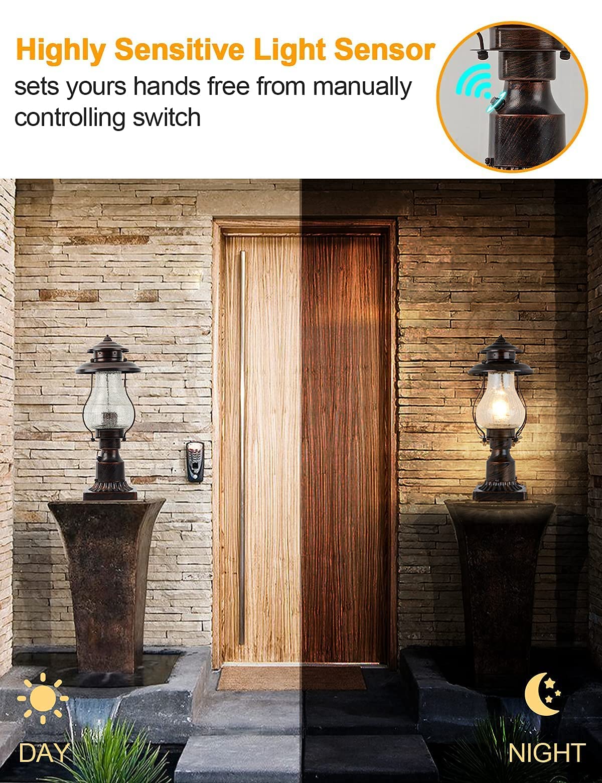 Dusk to Dawn Post Lights Outdoor Photocell Sensor Rustic Pole Mount ...