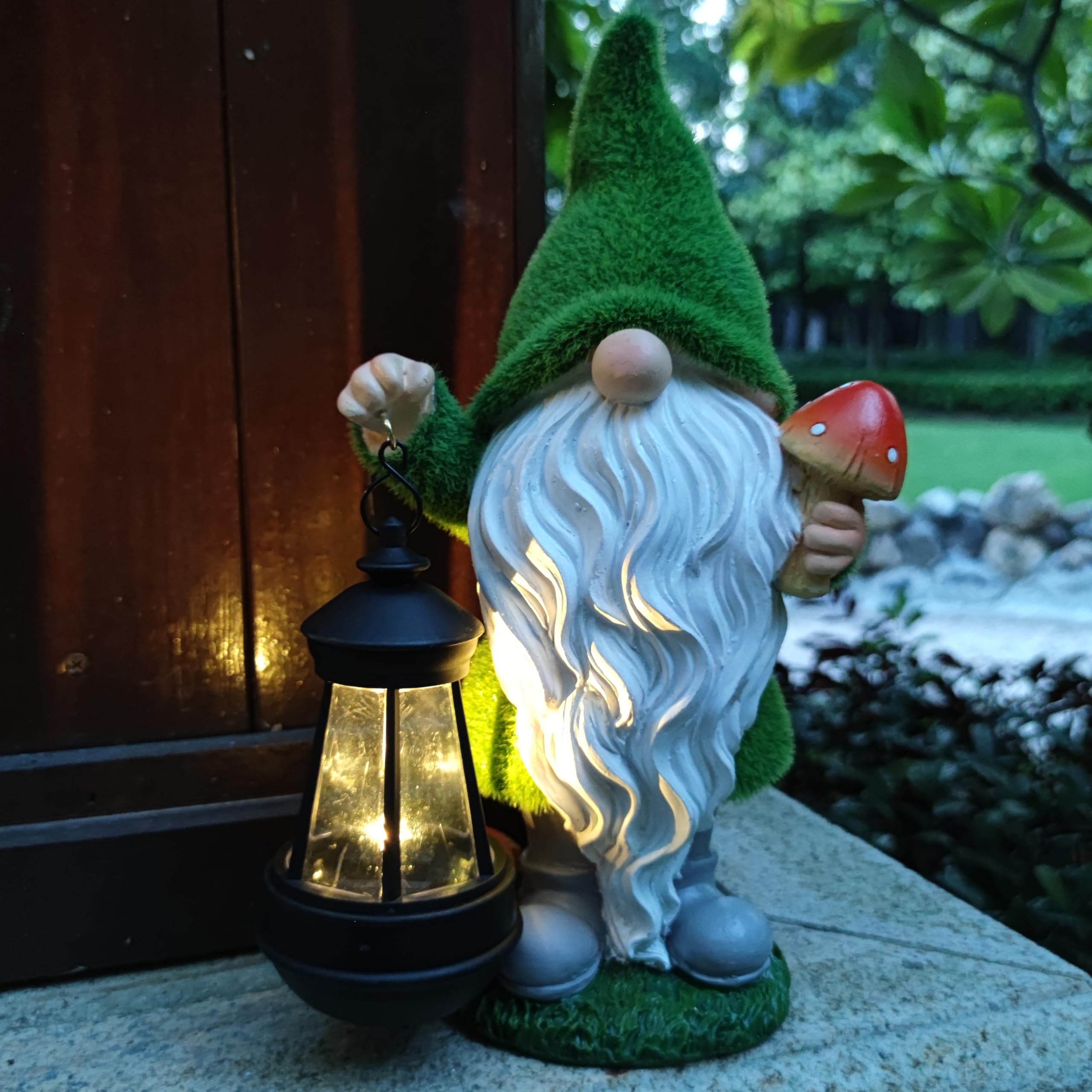 Amazon.com: Pohabery Garden Gnomes Outdoor Statue with Solar Lights ...