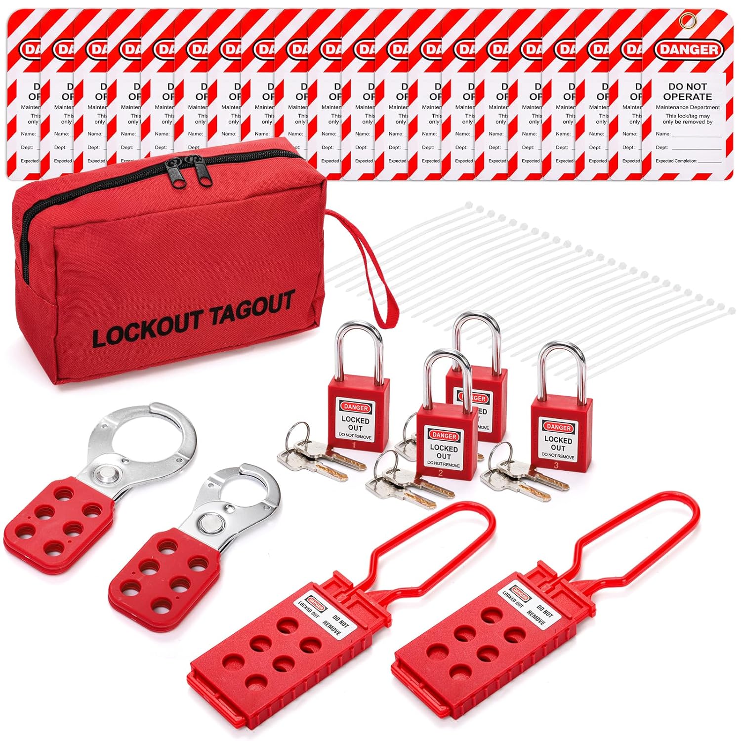 Frcctre 55 Pcs Electrical Lockout Tagout Kit, Group Lockout Hasps ...