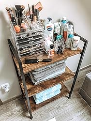 Amazon.com: TomCare Bookshelf 3-Tier Wood and Metal Shelves Industrial ...