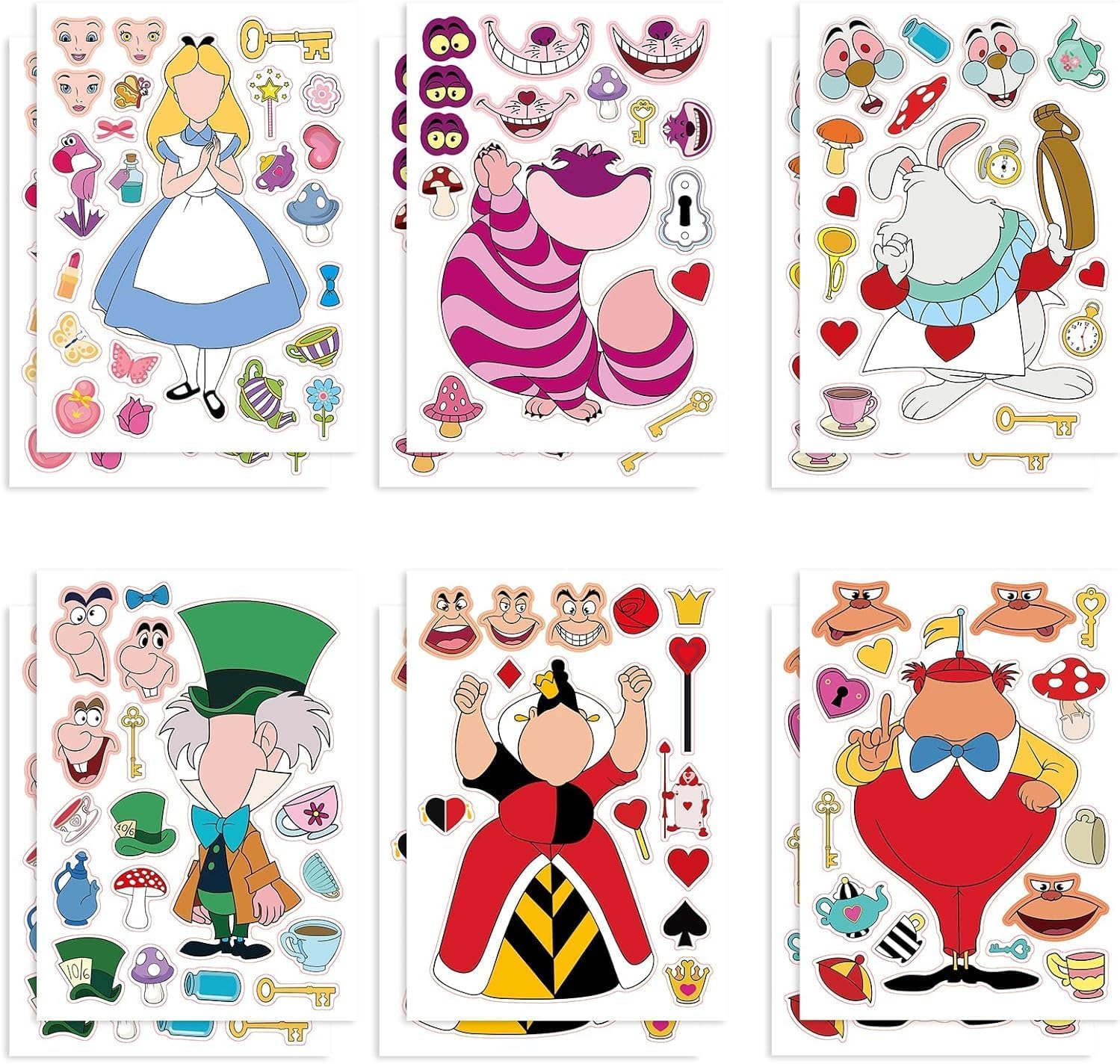 Amazon.com: 36pcs Alice Stickers,6 Different Alice Make A Face Stickers ...