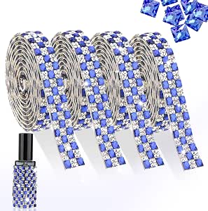 Amazon.com: 4 Yards Rhinestones Ribbon Self Adhesive Royal Blue Crystal ...