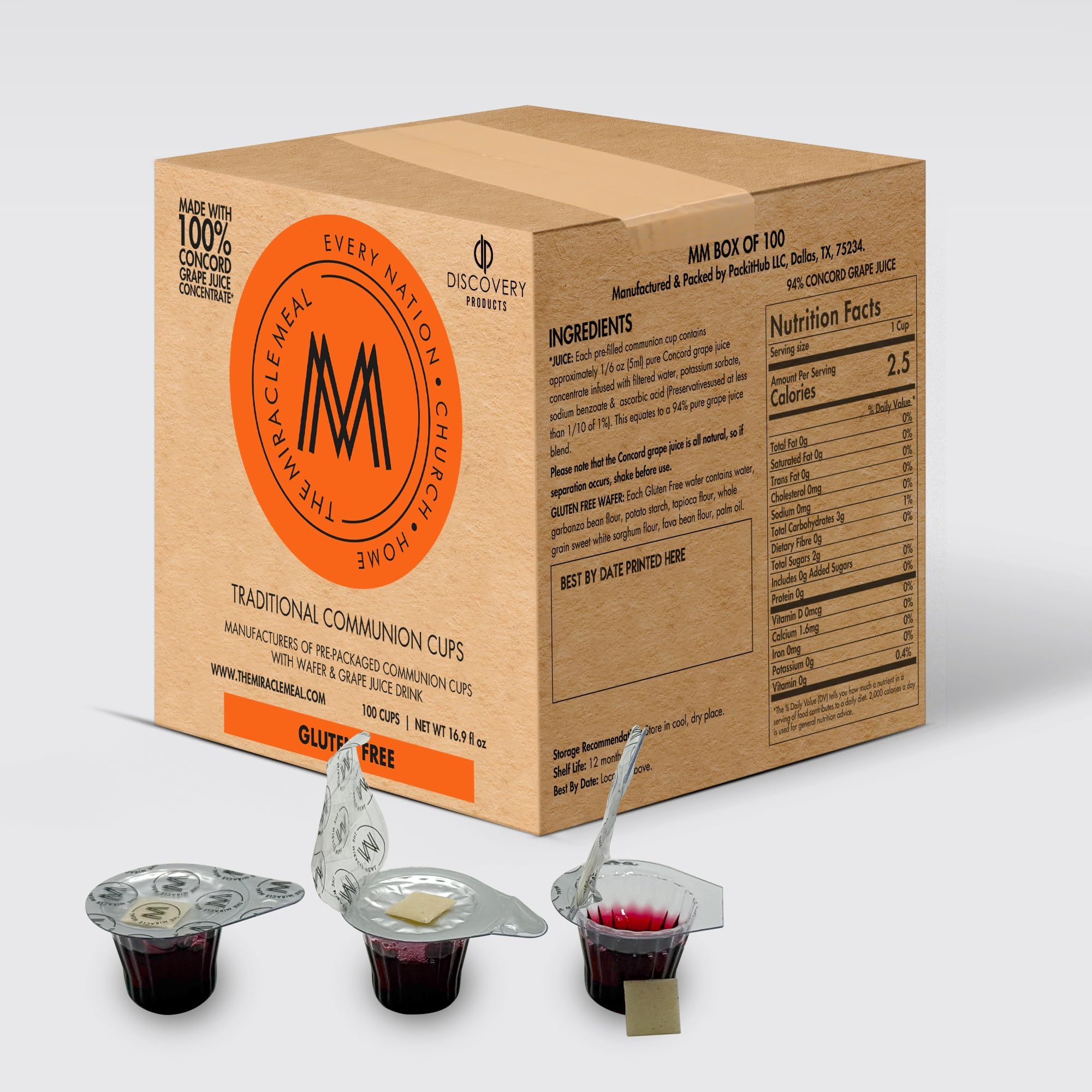 Amazon.com: Pre Packaged GLUTEN FREE Traditional Communion Cups | Box ...