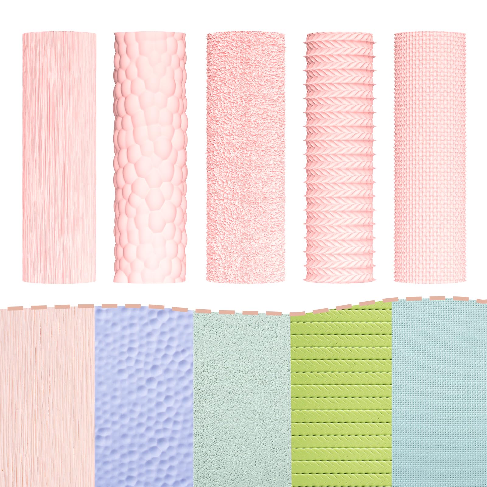 Amazon.com: TAINSKY 5 pcs Polymer Clay Texture Roller, Pottery Stamps ...