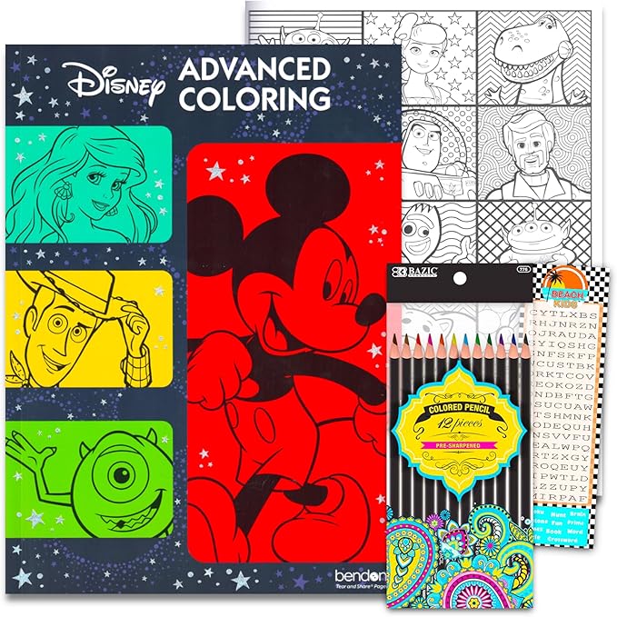 Amazon.com: Disney Advanced Coloring Book Set for Teens, Adults ...