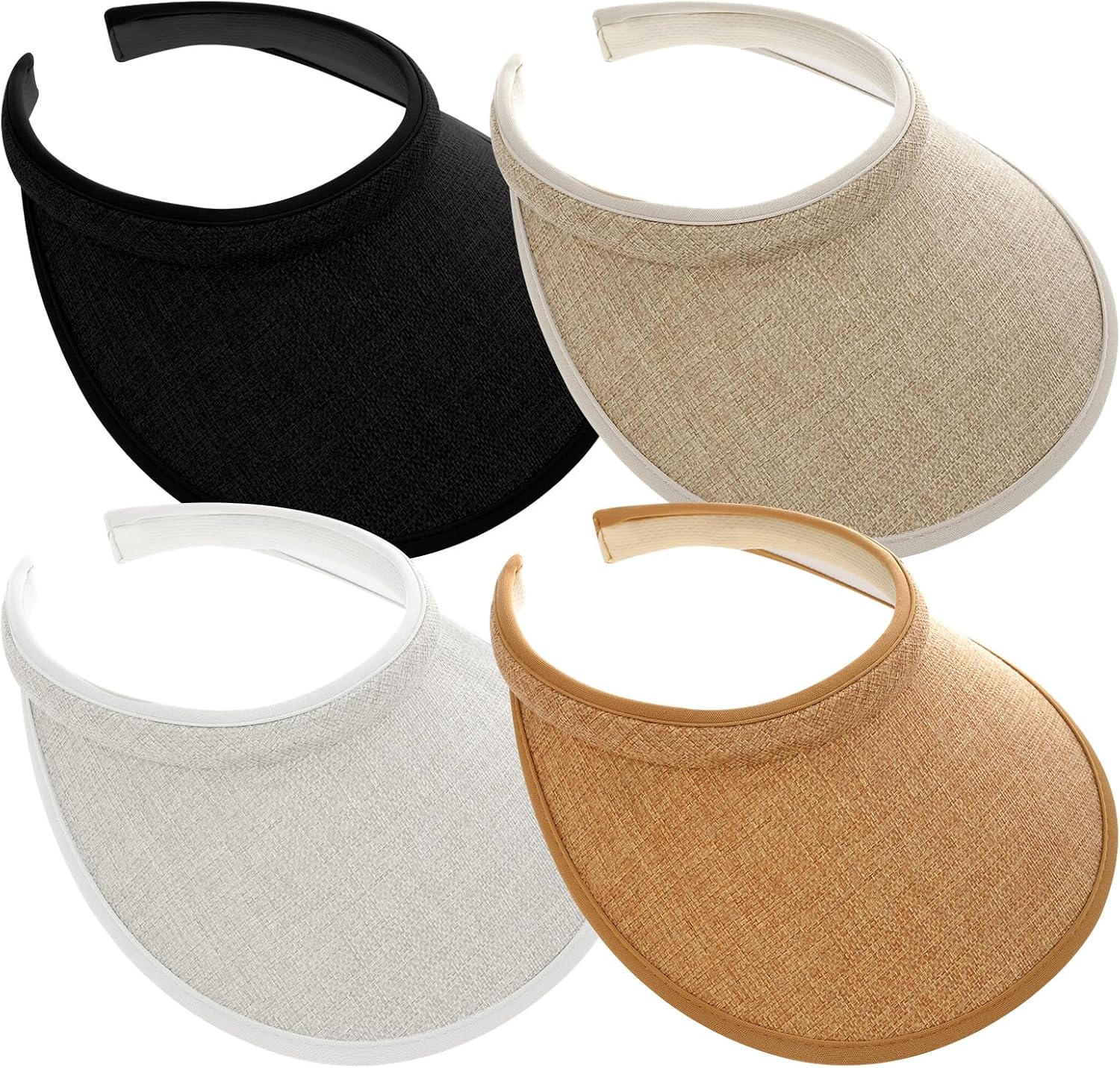 4Pcs Slip On Sun Visor Hats for Women UV Protection, Clip On Wide Brim ...