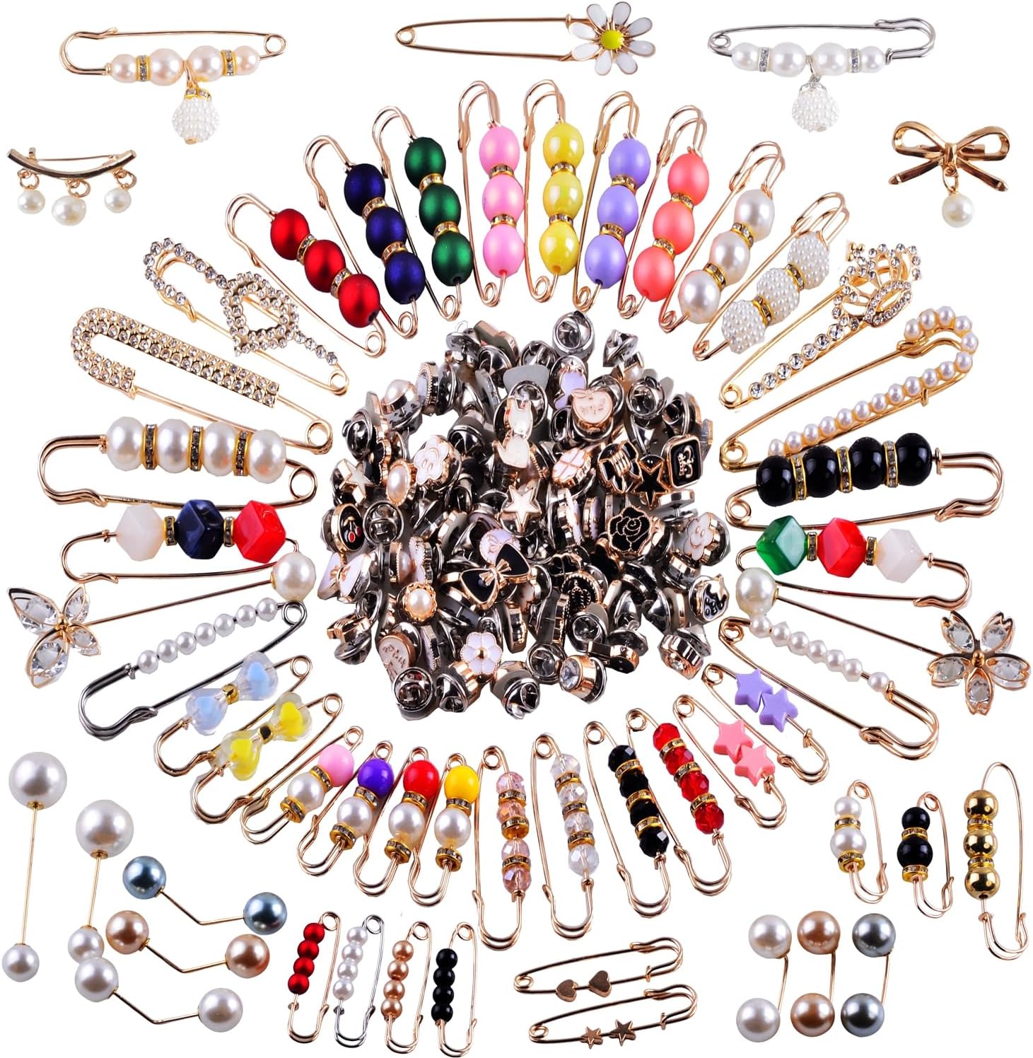 Amazon.com: Brooches and Pins for Women Bulk 140pcs Charms for Socks ...