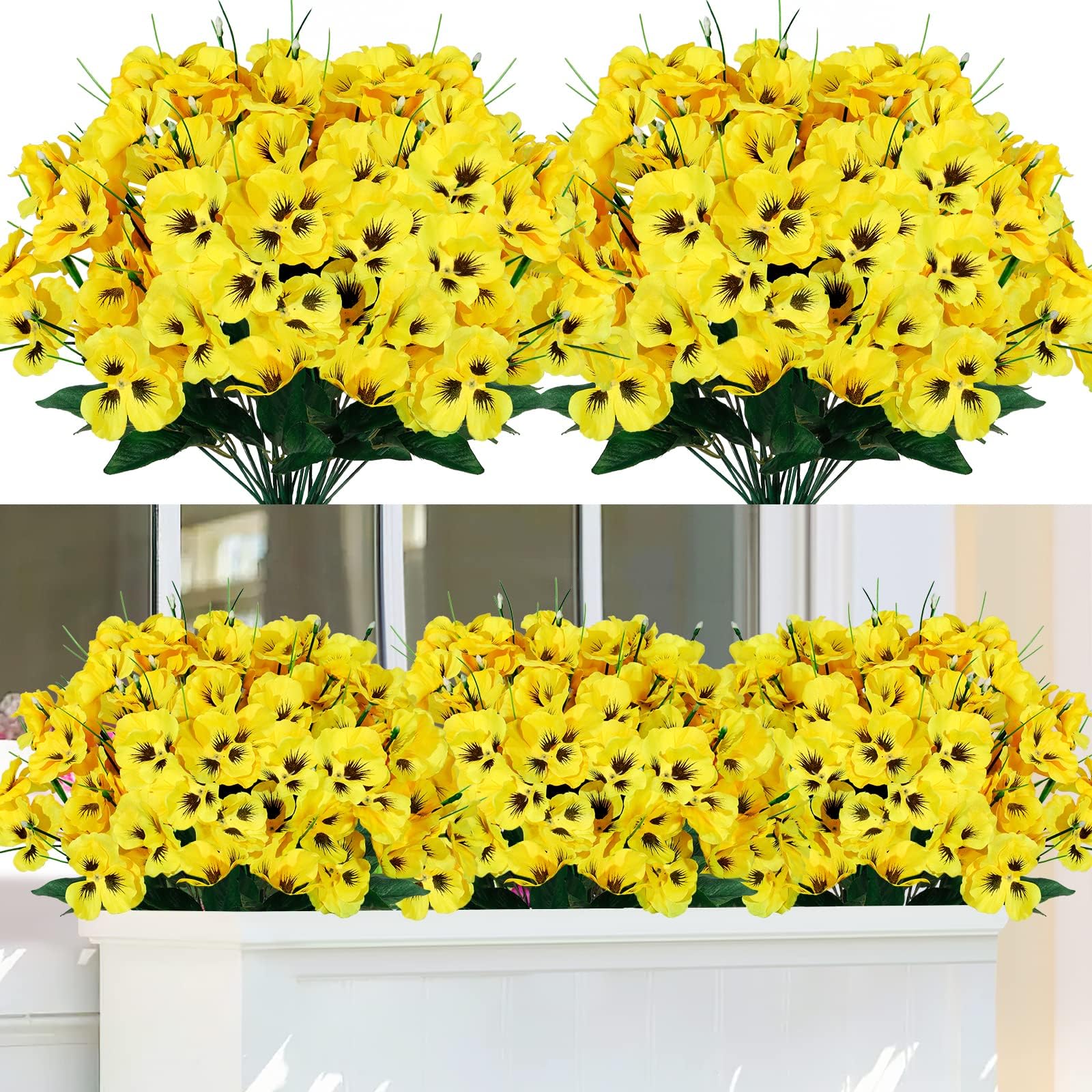 Amazon.com: Yellow Artificial Flowers 3 Pack Pansy Flowers Artificial ...