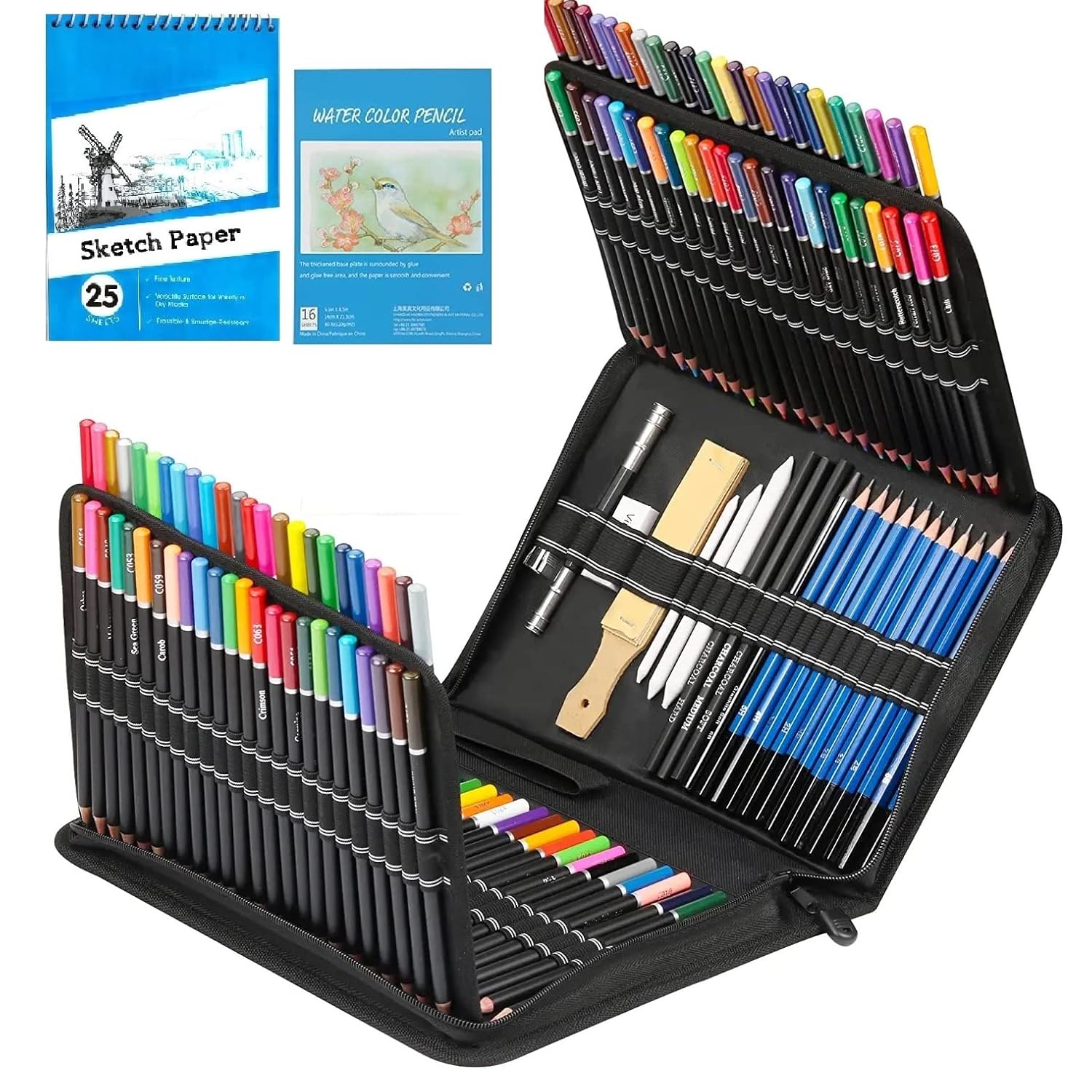 Corslet 146 Pc Drawing Pencils for Artists Kit with 16 & 25 Page A5 ...