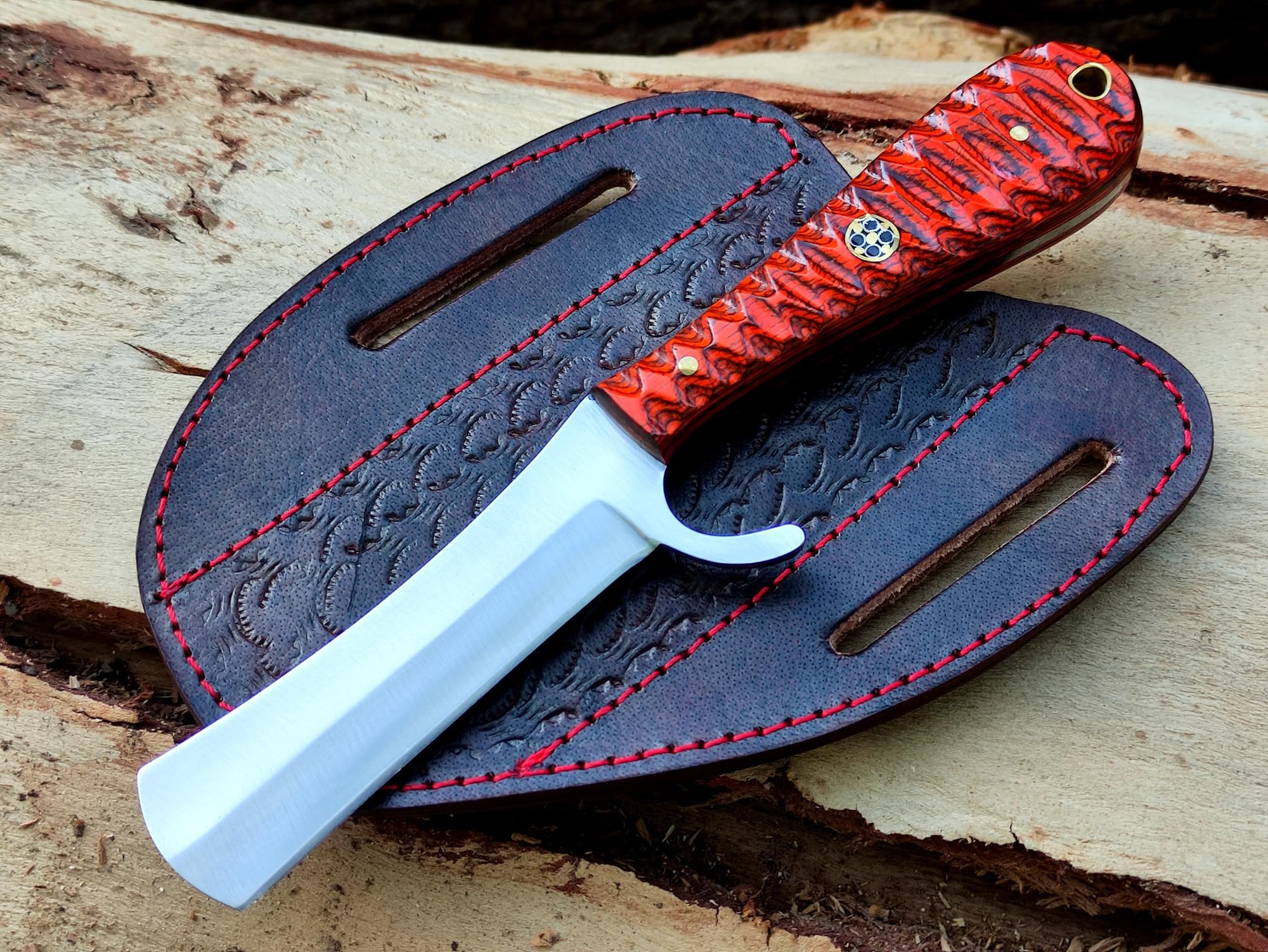 Amazon.com : Handmade Damascus Hunting Knife, 8" Fixed Blade Knife with ...