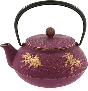 Amazon.com | Iwachu Japanese Iron Teapot Tetsubin Gold and Purple Goldfish: Teapots