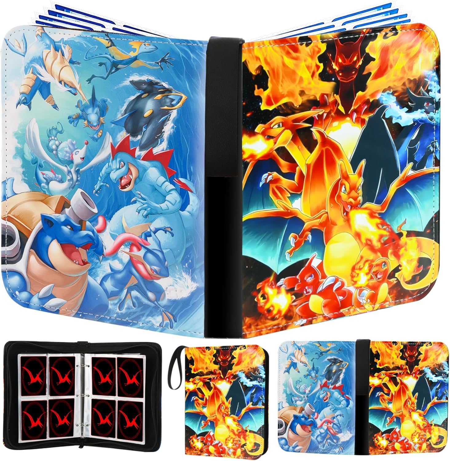 Amazon.com: Card Binder Trading Cards Case with 55 Sleeves, 4-Pocket ...