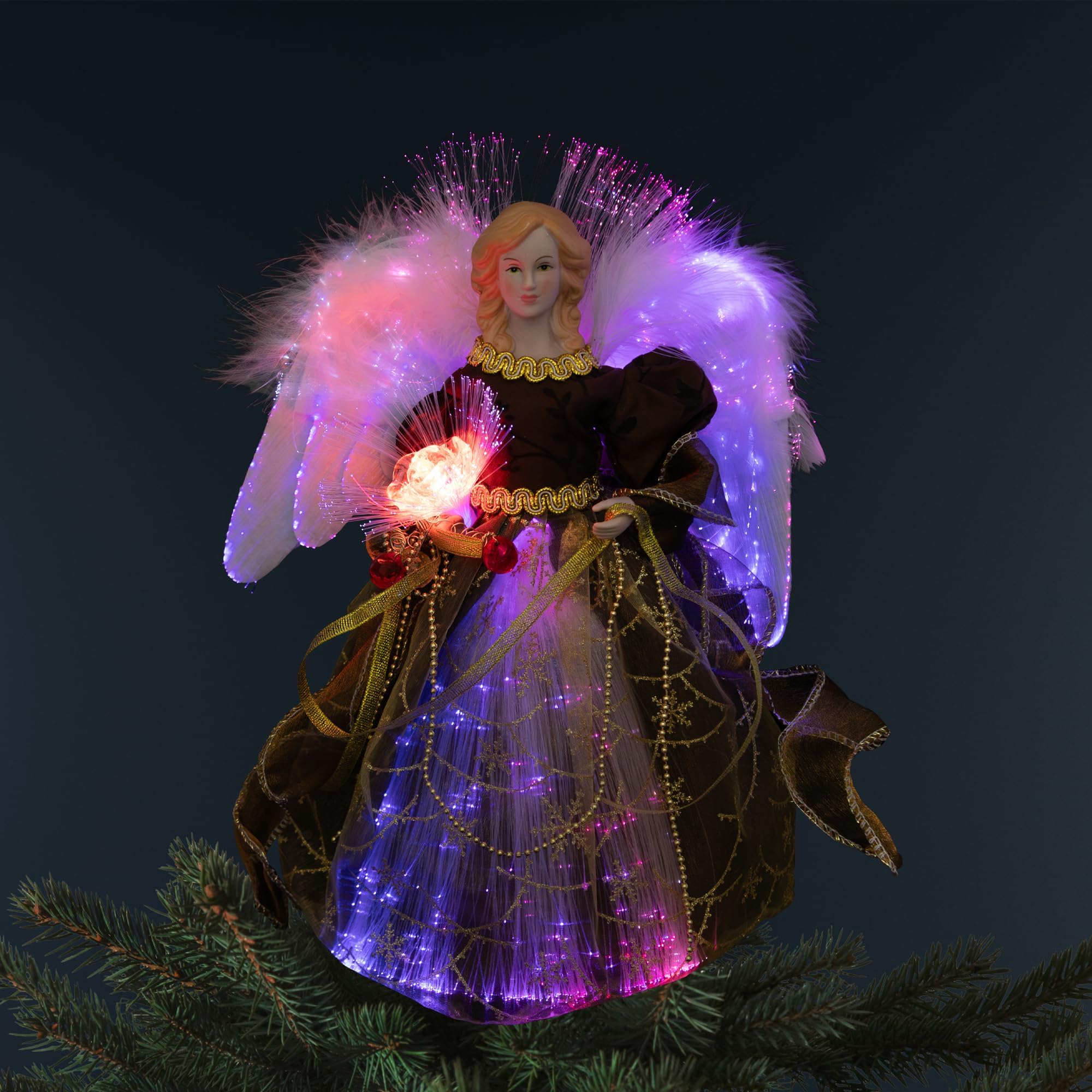Amazon.com: Color Changing Fiber Optic Christmas Angel Tree Topper - 12 ...