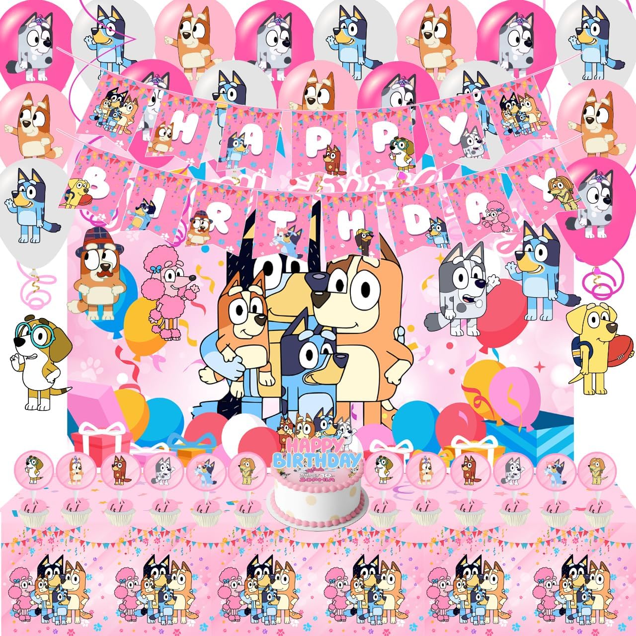 Amazon.com: Blue Dog Birthday Party Supplies, Decorations Pack Includes ...