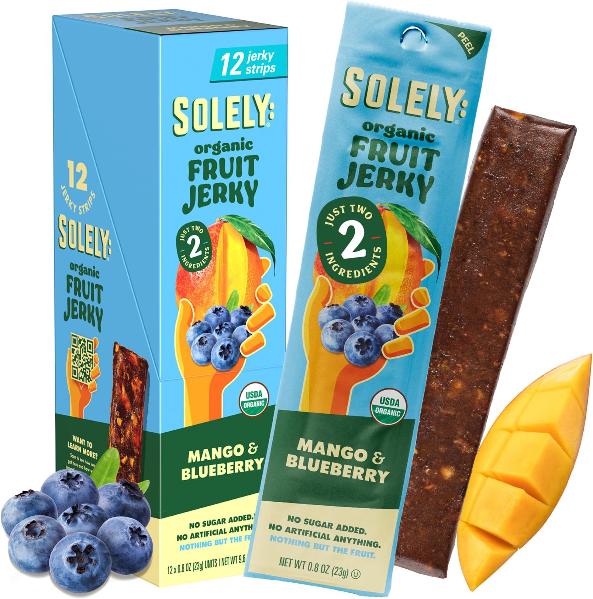 Amazon.com: SOLELY - Organic Mango Blueberry Fruit Jerky - 12 ...