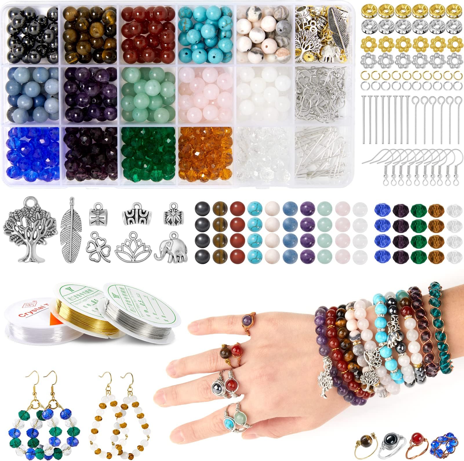 Amazon.com: Crystal Beads for Jewelry Making, 2800PCS Natural Crystal ...