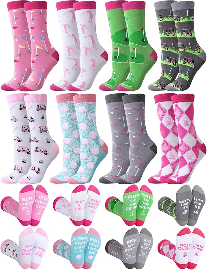 Amazon.com: Patelai 8 Pairs Golf Socks for Women Novelty Casual Sport ...