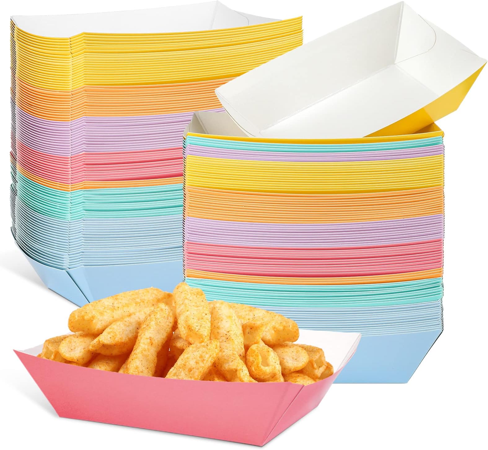 Amazon.com: Panelee 120 Pcs Disposable Paper Food Trays Multicolor ...