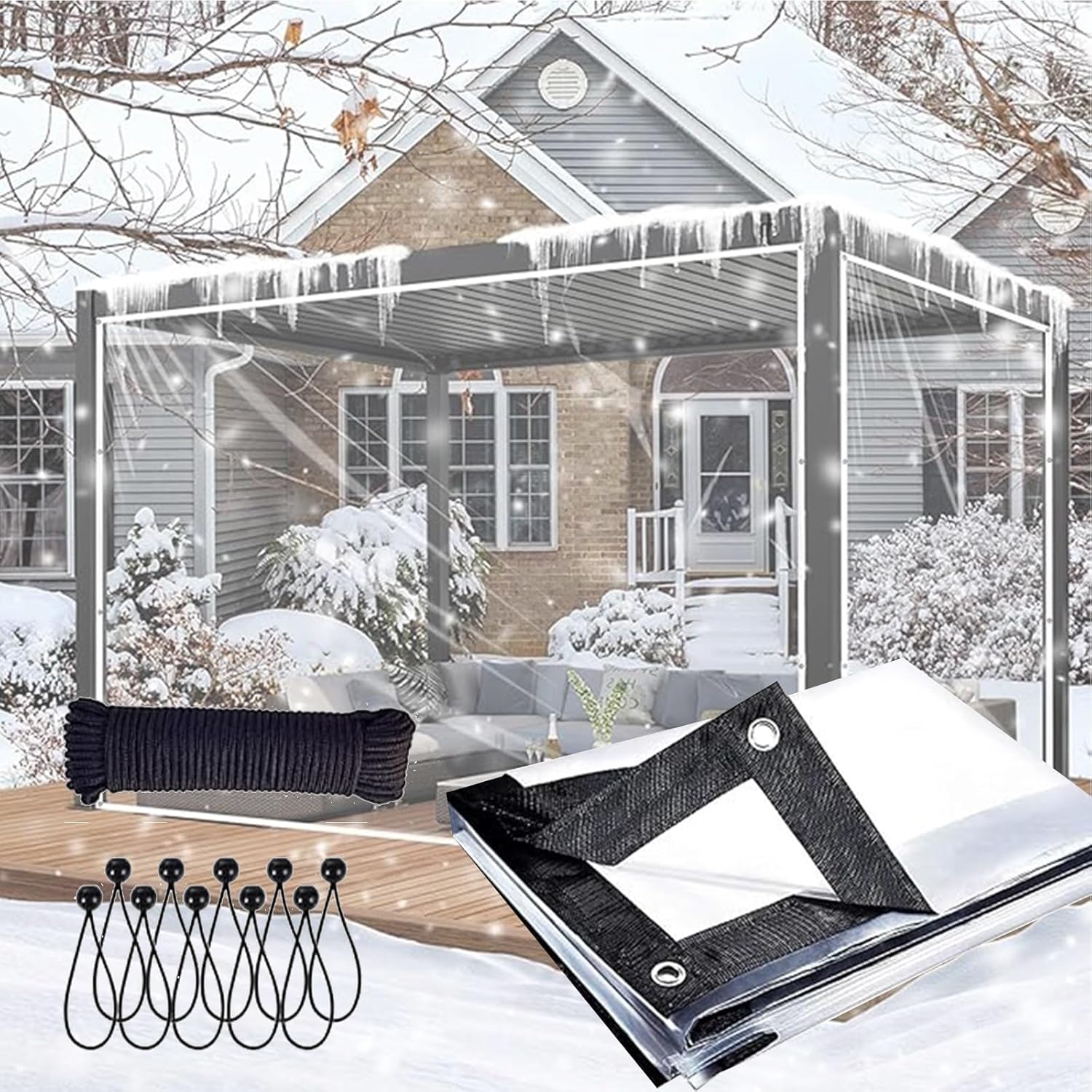4x10 FT Clear Vinyl Tarp with Grommets, Clear Waterproof Tarps Outdoor ...
