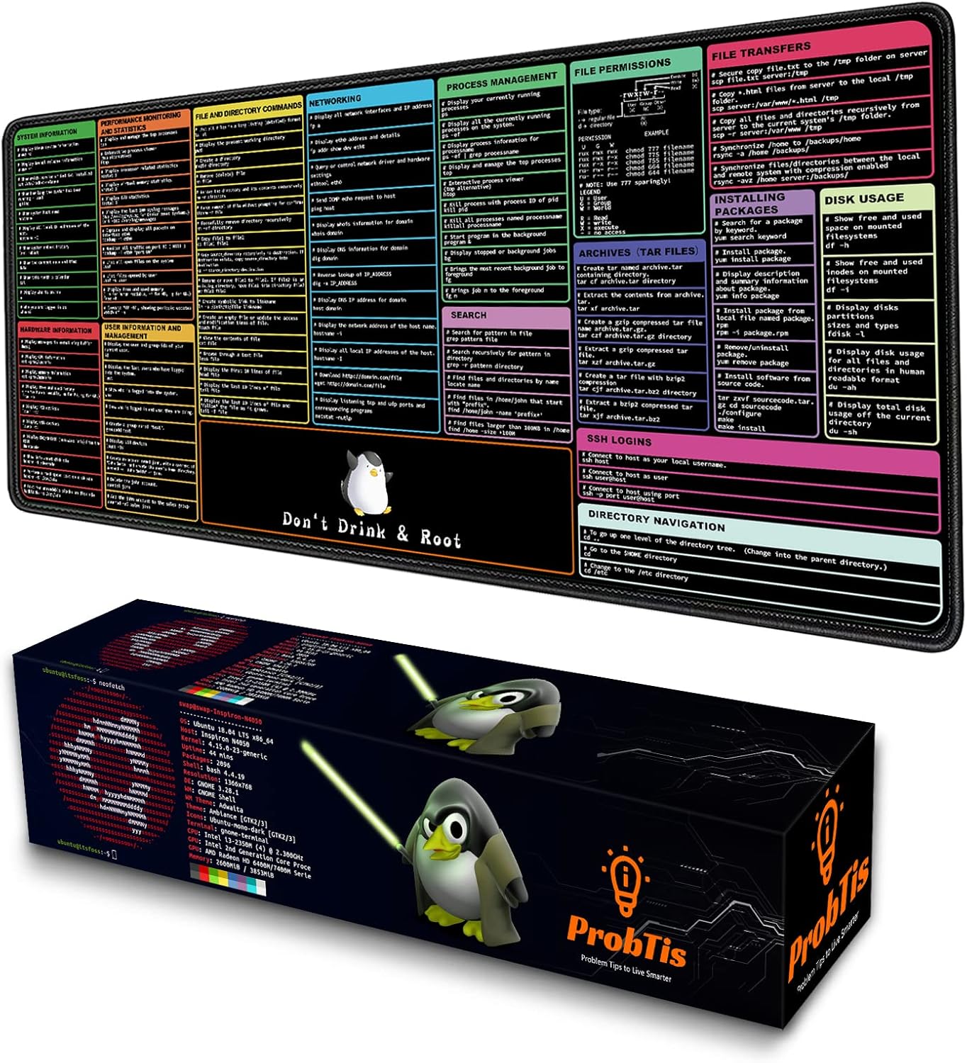 Amazon.com: ProbTis Linux Commands Line Mouse Pad, Shortcuts Cheat Sheet to Kali/Red Hat/Ubuntu ...