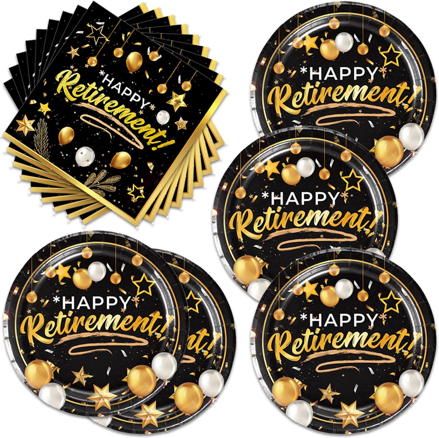 Amazon.com: 40pcs Retirement Party Tableware Set Happy Retirement ...